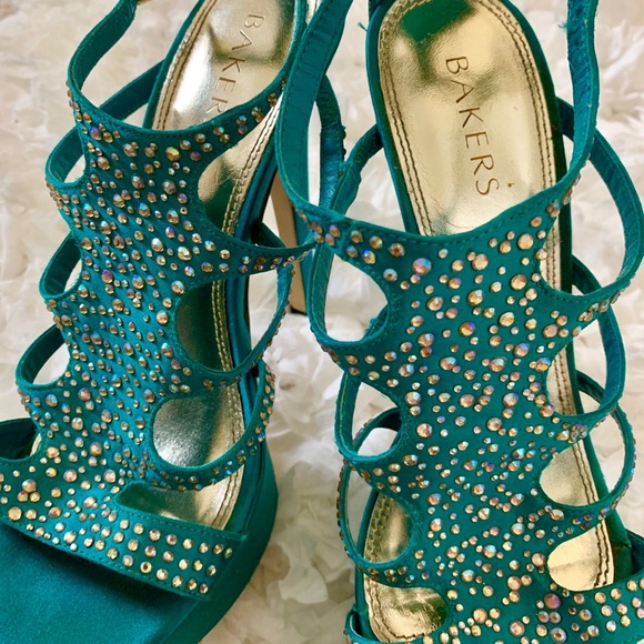 Bakers | Shoes | Bakers Rhinestone Shiny Open Platform Heel | Poshmark